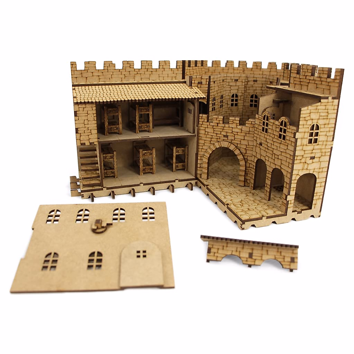 TowerRex Bastion Tower Wall D&D Terrain Barrack Garrison Buildings - DND Accessories for Dungeons & Dragons, Pathfinder, Warhammer, Tabletop Battle Map, Wargaming Terrain for 28mm 32mm Miniatures