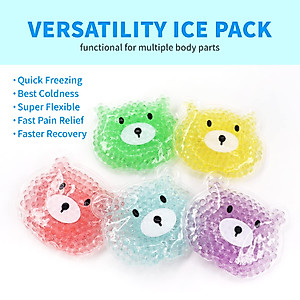 5 PCS Boo Boo Ice Packs, Kid Reusable Ice Pack, Auxiliary Fever Reduction, Hot Cold Pack for Kids Injuries, Wisdom Teeth, Baby Colic, Gas and Upset Stomach, Pain Relief, Fever, Headaches