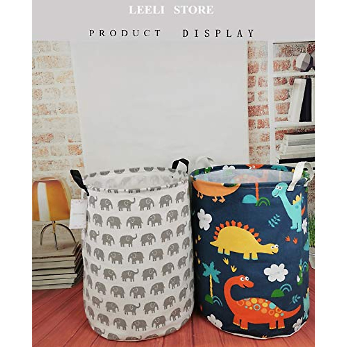 LEELI Laundry Hamper with Handles Collapsible Canvas Laundry Basket,Waterproof Storage Basket Home Organizer for Nursery,Clothes,Toys,Baby Hamper