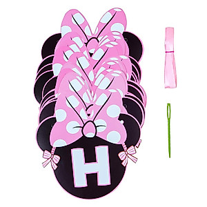 CHuangQi Minnie Themed Party Banner, Happy Birthday Banner, Birthday Party Supplies & Decoration