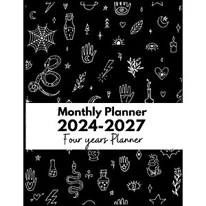 2024-2027 Monthly Planner: Magic Black Cover| Four Year Schedule Organizer (January 2024 through December 2027)| Agenda Schedule Organizer