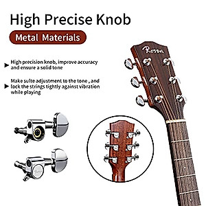 Rosen G31 Dreadnought Acoustic Guitar Soild Mahogany Top 41 Inch Guitarra Full Size Cutaway with Gloss Finish Bundle Starter Kit with Gig Bag, Tuner, Strings, Strap, and Picks