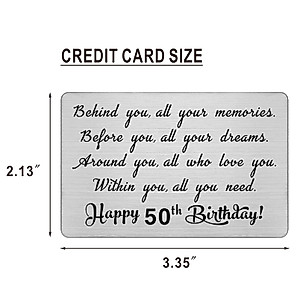 CPLJW 50th Year Old Happy Birthday Wallet Card Gifts, 50th Birthday Decorations for Women Men Engraved Funny Thoughtful Presents