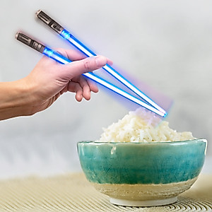 LIGHTSABER CHOPSTICKS STAR WARS LED LIGHT-UP Glowing Light Saber Chop Sticks REUSABLE Sushi Lightup Sabers - LUKE SKYWALKER BLUE - 1 PAIR
