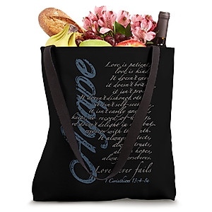 Agape - Love Never Fails - 1 Corinthians 13:4-8a Tote Bag