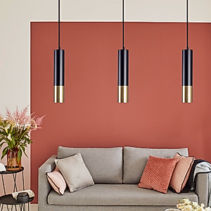 COTULIN 3 Pack LED Kitchen Island Pendant Lights,Modern Black Gold Bar Pendant Light,3000K Small Hanging Light Fixture for Bedroom Bedside Living Room Dining Room