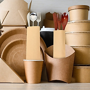 Geelin 500 Pcs Paper Silverware Bags 10" x 2-3/4" Kraft Utensils Sleeves for Restaurant Flatware Holder Unprinted Cutlery Bags Chopsticks Holder Christmas Wedding Party Tableware(Kraft Color)