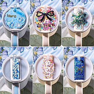 LET'S RESIN Name Plates Resin Molds, 16 Cavities 2Pcs Silicone Name Tag Resin Molds for Tumbler Cup Lid, Epoxy Resin Molds for Stanley Cups, Keychain, Resin Art