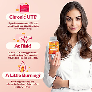 Happee Urinary Tract Health Supplement for Women & Men – Fast-Acting UTI Relief and Prevention, 500mg D-Mannose & Antioxidants, Supports Kidney and Bladder Health, Berry Flavor, 60 Chewables