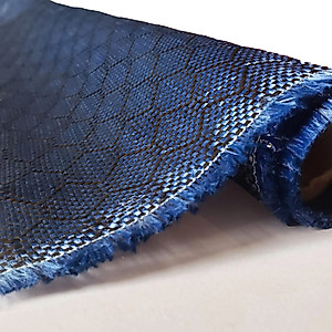 KARBXON - 4 in x 5 ft – Beehive Weave - Carbon Fiber Aramid Fabric - Blue - 3K - 240g/meter - Beehive Weave 4” Wide Hemmed Fabric for Repair, DIY Projects (5, Ft)