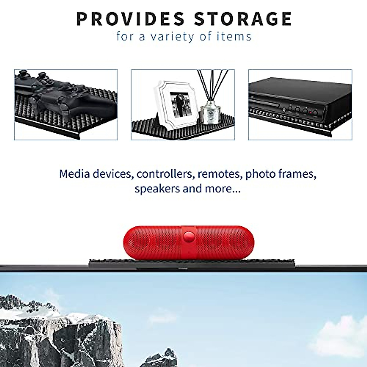 VIVO TV and Monitor Top Shelf Mounting Bracket with 24 inch Padded Platform and Rotary Clamp, Holds Small Speakers, Sound Bars, Streaming Devices, Home Decor, and More, Mount-SFTV3