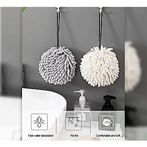 Ajfwm Soft Chenille Hanging Hand Towels,Kitchen Hand Towels with Loop,Bathroom Hand Towels Hanging,Quick Dry Cloths for Cleaning,Soft Absorbent Microfiber Hand Towels (Include 2 PCS Wall Hooks)