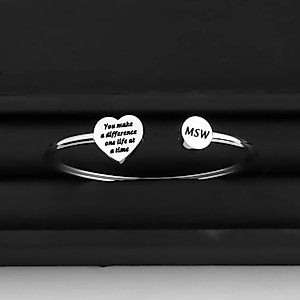 ENSIANTH MSW Gift Social Worker Bracelet You Make A Difference Appreciation Gift for Social Worker, Volunteer (MSW Cuff)