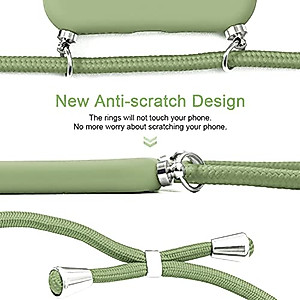 Eouine Crossbody Case for Samsung Galaxy A11 [6.4"] - Neck Cord Lanyard Strap with Samsung A11 Case - Anti-Scratch Green Silicone Pattern TPU Adjustable Necklace Strap - Daisy