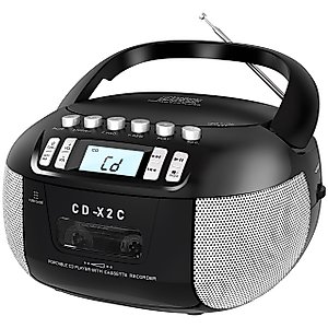 Sunoony CD and Cassette Player Combo, Boombox CD Player Portable with AM/FM Radio, Tape Recording, Stereo Sound, AC/DC Powered, AUX/Headphone Jack, Sleep Timer for Home, Senior, Child