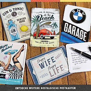 Nostalgic-Art, Retro Greetings Card Vespa - Italian Legend - Gift Idea for Scooter Fans Tin Postcard Mini Tin Sign Vintage Design 10x14cm