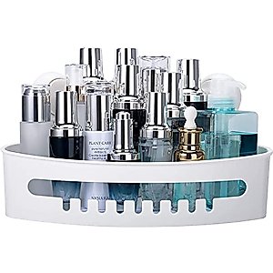Urbanstrive Heavy Duty Suction Cup Corner Shower Caddy, Sleek Bathroom Shower Basket for Shampoo, Conditioner, Shower Rack for Bathroom, Drill-Free, Removable, White