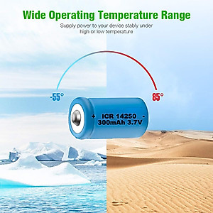 Rechargeable 3.7V 14250 Battery with Charger, 4 Pack Lithium Ion 1/2 AA Size Batteries Can Replace 3.6 Volt LS 14250, ER14250, 3v CR14250 Battery for Laser