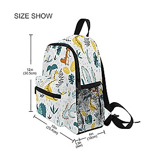 senya Yellow Cute Dinosaurs Kids Backpack with Chest Clip, Toddler Schoolbag Preschool Bag for Girls Boys One Size