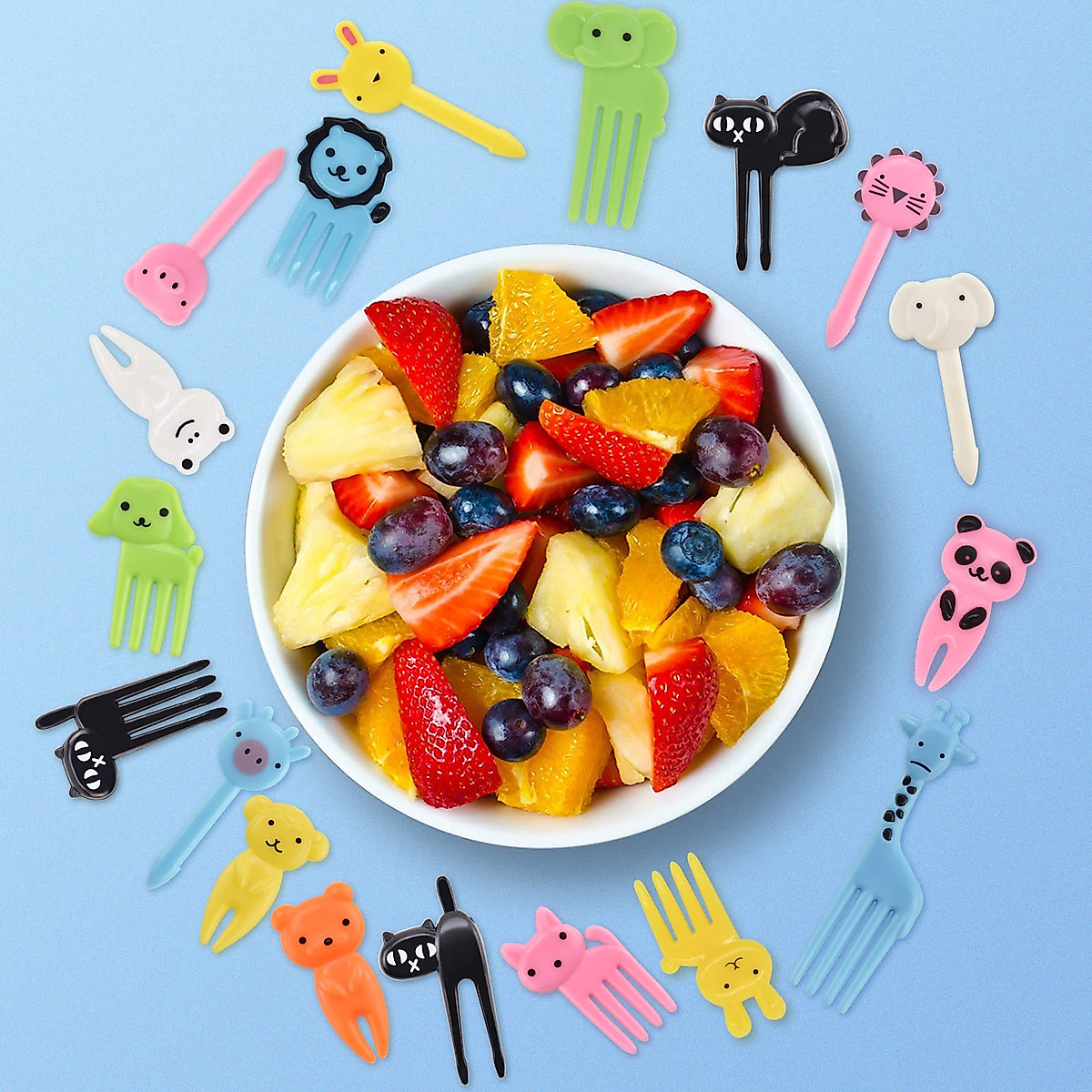 MEFIT CARE Cute Bento Box Accessories Food Picks for Kids Cocktail Forks Lunch Fun Stuff Mini Plastic Flat Toothpicks Decorativos Reusable Utensils