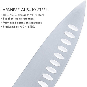 Fortune Candy 8 Inch Chef’s Knife - Japanese AUS-10 Stainless Steel Kitchen Knife - Full Tang, Classic Handle (Silver)