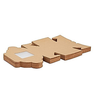 50 Pack 4x4x2 Dessert Boxes with Window, Bulk Bakery Containers for Cookies, Mini Pies, Cupcakes (Kraft Paper)