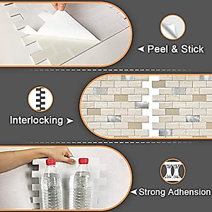 VAOVI Peel and Stick Tile Backsplash Kitchen,Stick on Backsplash Self Adhesive Wall Tiles Bathroom Shower Tiles Waterproof(10Tiles,Beige)