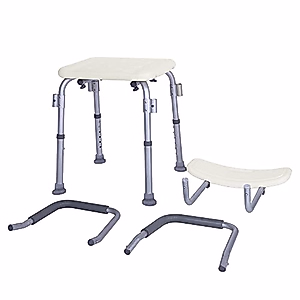 Winado Medical Shower Chair Bath Seat with Padded Armrests & Backrest & Adjustable Legs, Supports up to 450 lbs, Bathtub Safety and Support, White