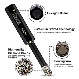 SHDIATOOL Dry Diamond Drill Bits Set Hole, 5PCS Tile Hole Saw for Porcelian Ceramic Granite Marble Stones