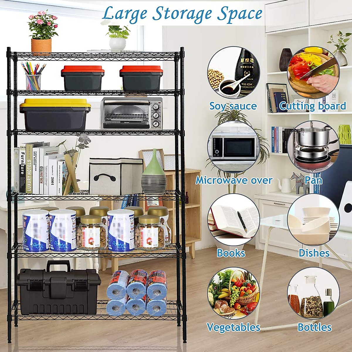 Dkeli Metal Wire Shelving Unit NSF Heavy Duty 6-Tier Height Adjustable Utility Steel Storage Shelves 42"L x 16"W x 72"H Commercial Grade Layer Shelf Organizer Rack 1500 LBS Capacity Garage Shelving