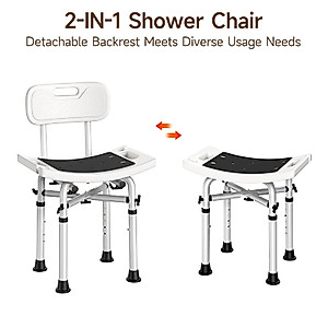 WAYES Shower Chair with Back - Narrow Shower Chair for Elderly and Disabled, Up to 500 Lbs, Heavy-Duty, Adjustable