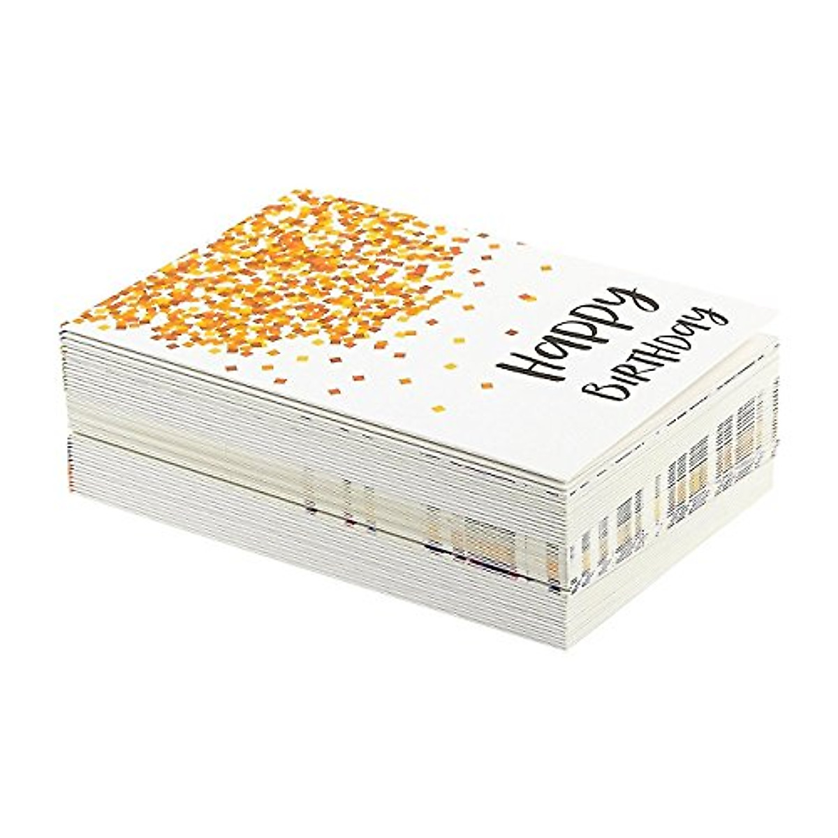 48 Pack Birthday Cards Bulk, 6 Assorted Confetti Designs with Envelopes, 4x6
