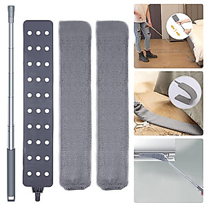 Retractable Gap Dust Cleaner, Microfiber Hand Duster, Under Fridge & Appliance Duster, Telescopic Dust Brush for Wet and Dry, Cleaning Tools for Home Bedroom Kitchen (55.2in, Grey)