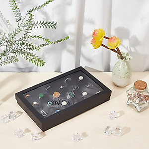 SUNNYCLUE 1Pc 36 Slots Ring Showcase Display Box Ring Organizer Boxes Rings Holders Insert Display Trays Transparent Packing Box for Business Selling Shows Jewelry Rings Earrings Storage Supply