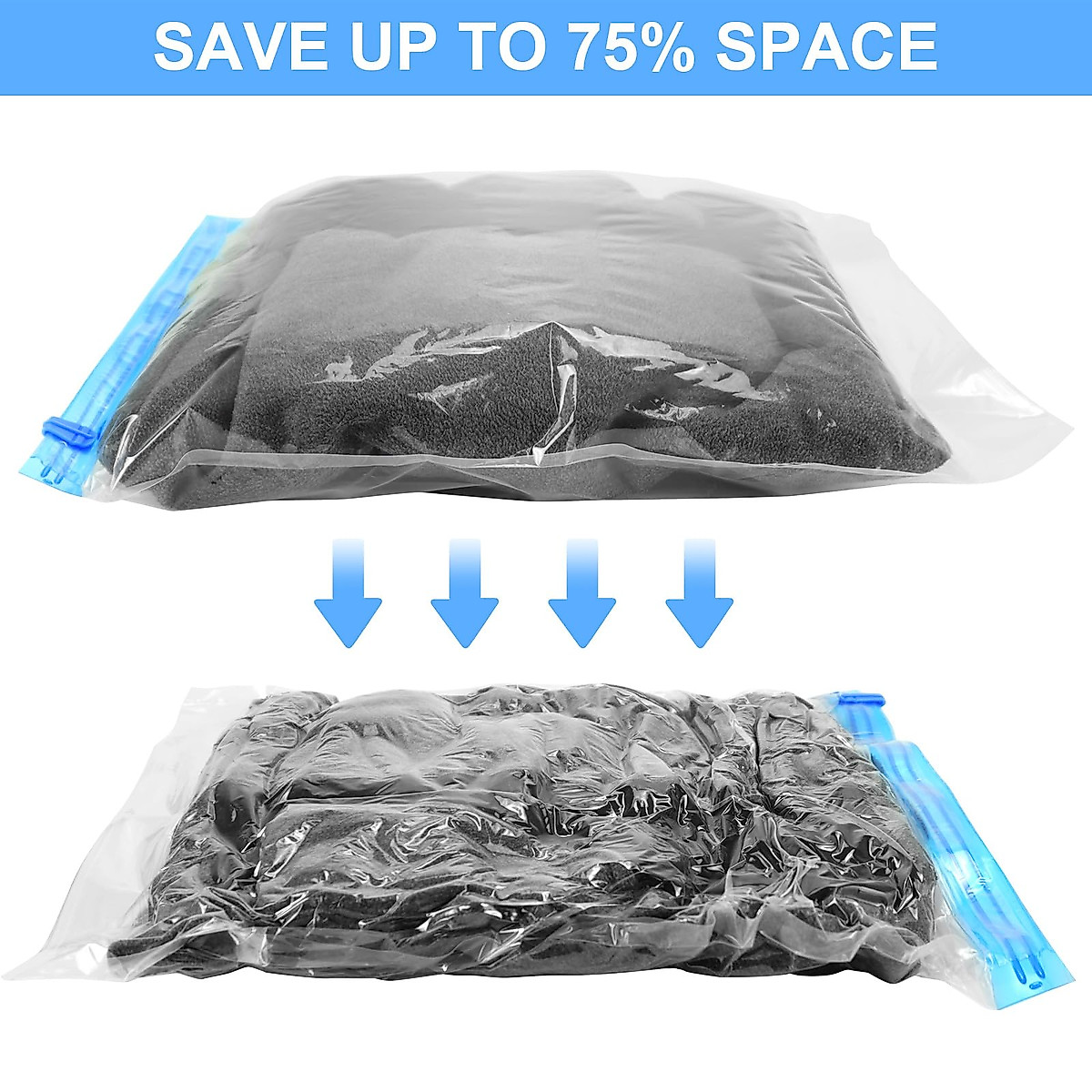 Oaixuilhy Compression Bags Space Saver Bags Vacuum Storage Bags for Travel Accessorie Roll-Up Compression No Need For Vacuum Machine (12pcs 2 sizes)