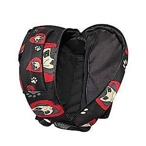 ALAZA Cute Pug Dog Print And Heart Large Backpack Personalized Laptop iPad Tablet Travel School Bag with Multiple Pockets