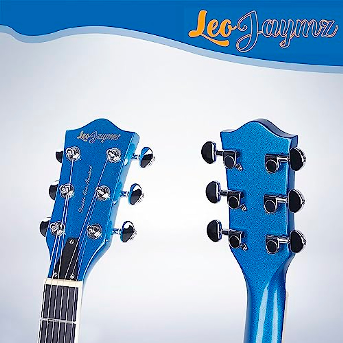 Leo Jaymz 39 Inch Double Cut Solid Body Electric Guitar - Poplar Wood Body，Maple Neck and Composite Ebony Fretboard (DC Navy Blue)