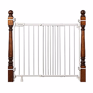 Summer Metal Banister & Stair Safety Pet and Baby Gate, 31"-46" Wide, 32.5" Tall, Install Banister to Banister or Wall, or Wall to Wall in Doorway or Stairway, Banister and Hardware Mounts - White