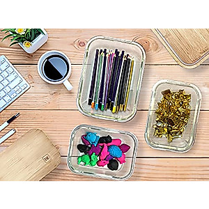 DE Plastic-Free Glass Food Storage Containers with Eco-Friendly Bamboo Wooden Lids, Set of 4 Pantry Organization Ideal for Flour, Sugar, Coffee, Teabags, Pasta, Candy, Snack and Various Dried Foods