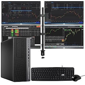 Trading Desktop PC TechMagnet, Intel Core i7 9th Gen, 16GB RAM, 512GB SSD + 2TB HDD, 4 New 22” LED Monitors, 2 Network Cards, Trading Platform Support, MTG Keyboard & Mouse Win 11 (Renewed)