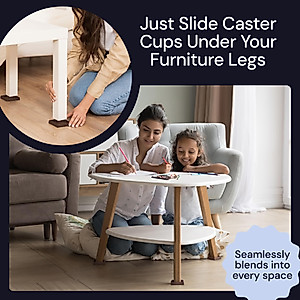 CasterMaster Non-Slip Furniture Pads Square Rubber Anti-Skid Caster Cups, Anti-Sliding Floor Protectors for Furniture (Brown, 5'' x 5'' (Pack of 4))