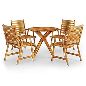 Camerina 5 Piece Patio Dining Set Outdoor Dining Table Set Patio Table and Chairs Set Outdoor Patio Dining Set Solid Wood Acacia 3087129