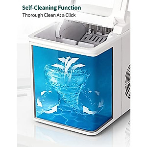Gevi Household Countertop Ice Maker Machine, 2 Ice Sizes Optional, 9 Pcs in 6-8 Mins, 26Lbs/Day, Self Cleaning, Portable Compact Mini Icemaker with Ice Scoop and Basket for Home Party Kitchen (White)