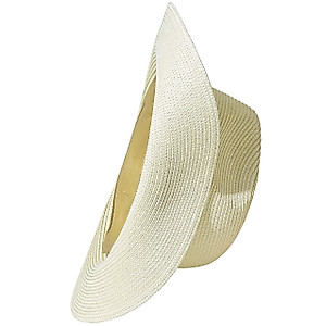 Lanzom Summer Beach Sun Hats for Men Women Foldable Travel Packable Staw Hat, Wide Brim Hat (Style B-Ivory White, Large Size:Fit for 23"-23.6")