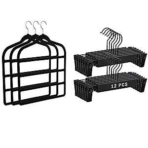 Velvet Hanger 3 Pack Skirt Hangers with Clips 12-Pack