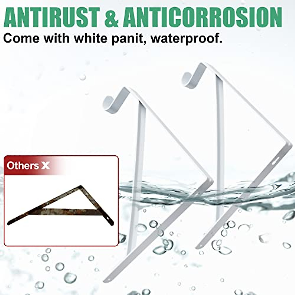 Closet Rod Bracket, 2 Pack Heavy Duty Closet Rod Support, White Wall Mounted Shelf Brackets with Rod Holder for DIY Floating Shelves, 11×10.2×1 Inch Closet Shelf & Rod Backet Hangers Hooks with Screw