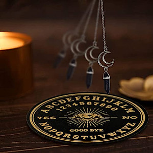 Knana 12PCS Small Crystal Shelf Display and Pendulum Board - Wall Mounted Shelf Crystal Hanging Display - with Black Angel Wings and Energy Stone for Living Room Bathroom Bedroom Decor