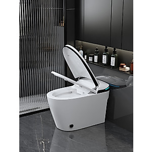 Smart Toilet,One Piece Bidet Toilet for Bathroom with Auto Open & Close Lid and Seat, Foot Sensor, LED Display,Night Light, Warm Water & Dryer