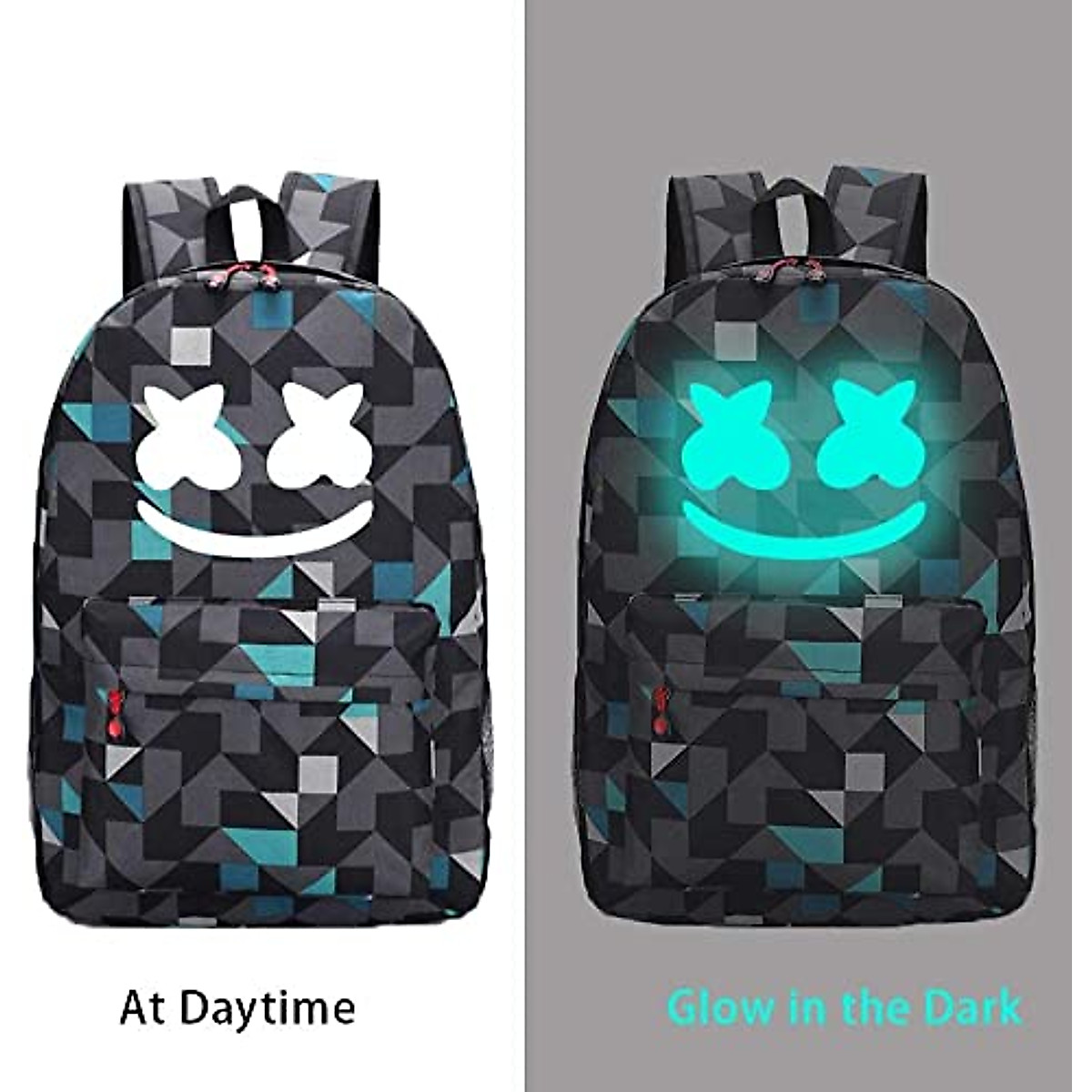 Smile Luminous Backpack DJ Music Bracelet for Kids Christmas Gift, Fashion Laptop Backpack Schoolbag Daypack for Travel Outdoor Rucksack, Black