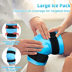 XXXL Knee Ice Pack Wrap Around Entire Knee After Surgery, 20‘’ Extra Large Reusable Gel Ice Pack, Ice Wraps for Soothing Discomfort